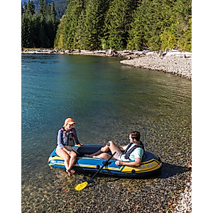 Intex 68367EP Challenger 2 Inflatable Boat Set: Includes Deluxe 48in Boat Oars and High-Output Pump – Triple Air Chambers – Welded Oar Locks – 2-Person – 440lb Weight Capacity