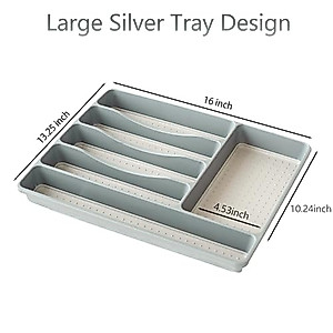 SUPPHOUS Silverware Drawer Organizer Tray, 6-Slot Large Utensil Drawer Organizer Cutlery Drawer Organizer, No-Slip Kitchen Utensil Organizer for Kitchen, Office, Bathroom (6 Slot)