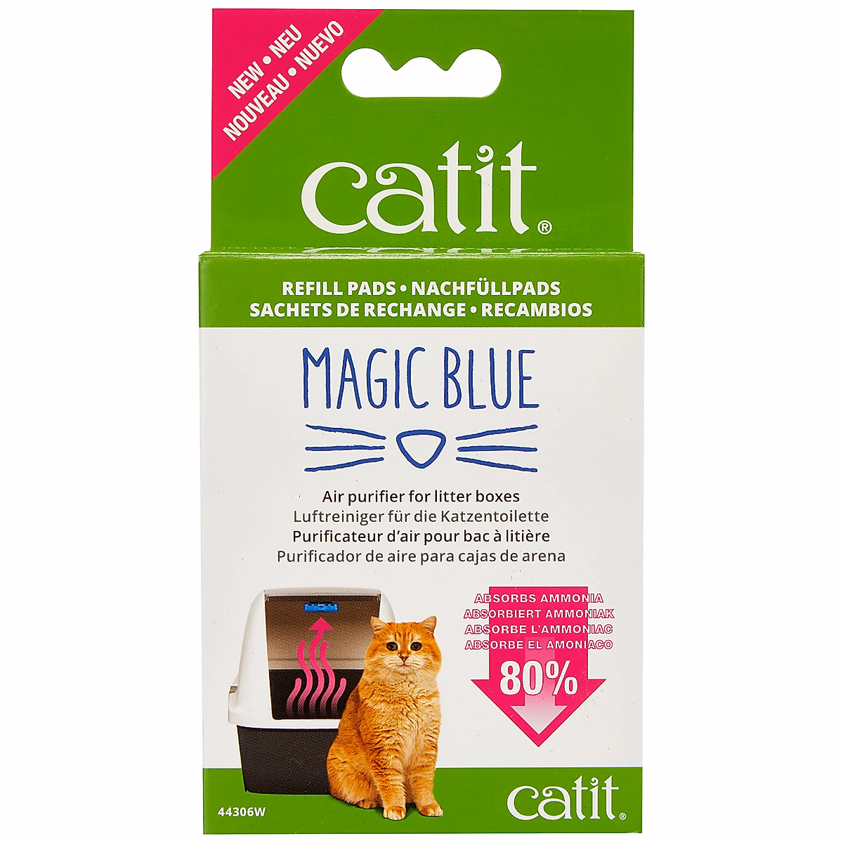 Catit Magic Blue Cat Litter Box Air Purifier, Refill Pads