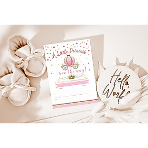 Your Main Event Prints Princess Baby Shower Invitation, Royal Pink and Gold Carriage Baby Sprinkle, 20 Fill in Invitations and Envelopes