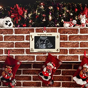 Christmas Souvenir Decorations Wooden Sonogram Picture Frame Charm Ultrasonic Frame Hanging for Friends, Parents and Grandparents Holiday Gifts