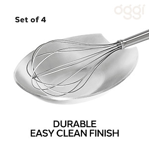 OGGI Spooner Stainless Steel Spoon Rest - Set of 4 - Holds Kitchen Utensils for Mess Free Cooking, Great Spoon Rest for Kitchen Counter, Stove Top, or Coffee Station; Kitchen Accessories, Utensil Rest