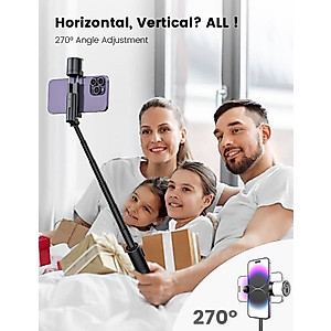 Selfie Stick with Curved Fill Light, Portable & Stable Phone Tripod Stand with Wireless Remote for iPhone/Samsung/Google/One Plus/Sony etc.