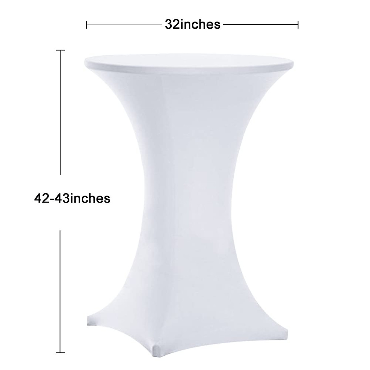 Tina 32x43 Inch Highboy Spandex Cocktail Table Covers White, Cocktail Table Spandex Covers, Fitted Stretch Cocktail Table Tablecloth for Round Tables