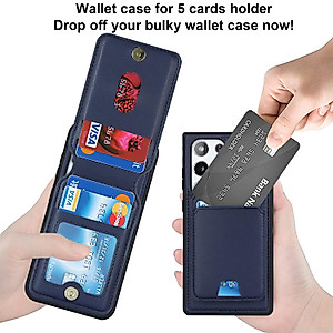 Ｈａｖａｙａ for Galaxy S23 Ultra case magsafe Compatible Samsung Galaxy S23 Ultra case Magnetic with Card Holder S23 Ultra Leather Phone case Magnetic Wallet Detachable for Men-Blue