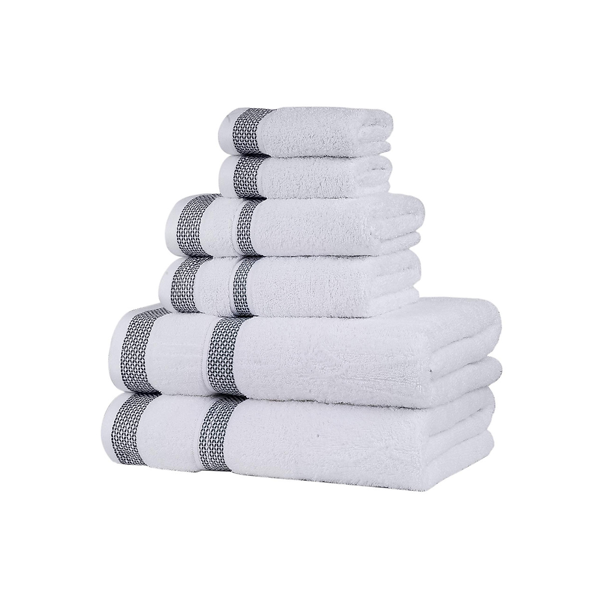 CASA COPENHAGEN Solitaire 6 Pieces Towel Set- Bright White, 600 GSM 2 Bath Towel 2 Hand Towel 2 Washcloth, Designed in Denmark Made of Soft Egyptian Cotton for Bathroom, kitchen & Shower
