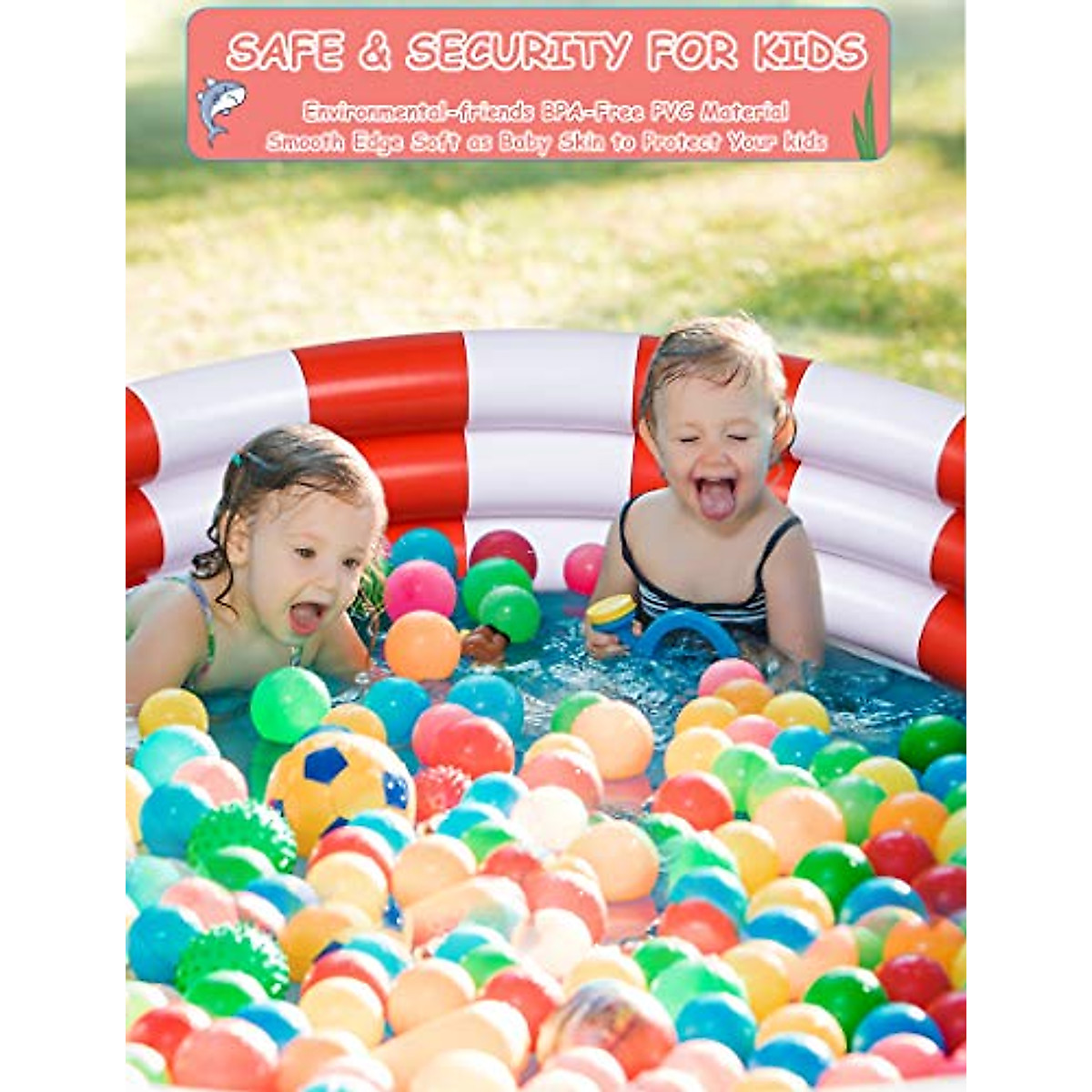 2 Intheanz Kiddie Pool Inflatable 49” X 12” Kids Swimming Pools, Inflatable Baby Ball Pit Pool, Breastmilk Cooler Bag with Ice Pack, Fit 4 Baby Bottles Up to 16 Ounce Insulated Breastmilk Storage Bag