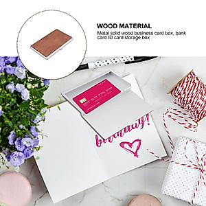 Cabilock 1pc Solid Wood Storage Box Business Holder for Men Business Card Case Business Card Binder Slim Wallets for Men Business Organizer Name Holder Pocket Stainless Steel Man Deck