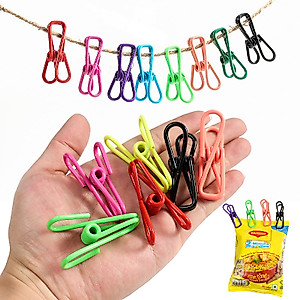 30 Pcs Chip Clips, Multi-Colored PVC Coated High Elastic Strength Clips for Food Package, Clothes Pins and Bag Clip,2 Inch