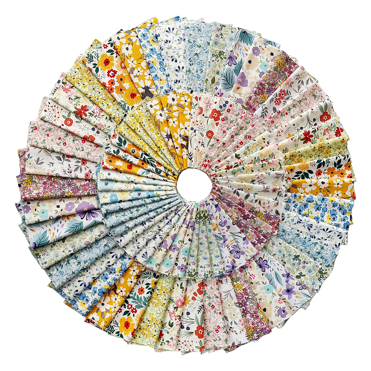 100% Cotton Quilting Fabric Squares 5''x5'' Floral Print Precut Fabric Bundles Charm Packs for Quilting 5 inch Clearance for Pathwork Quilt（Fresh Style）