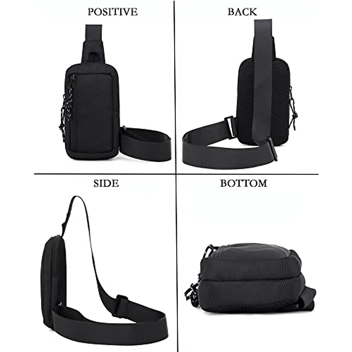 Ousawig Small Sling Bag for Men Crossbody Sling Backpack Sling Chest Bag Shoulder Bag One Strap Backpack Travel Hiking Walking (black4)