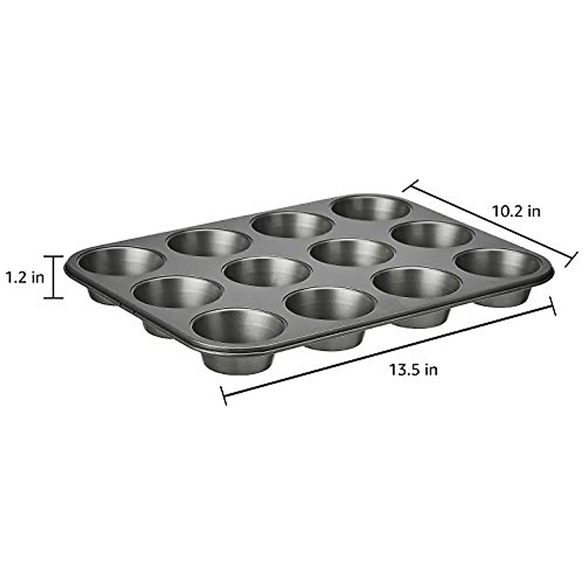 Amazon Basics Nonstick Muffin Baking Pan, 12 Cups - Set of 2