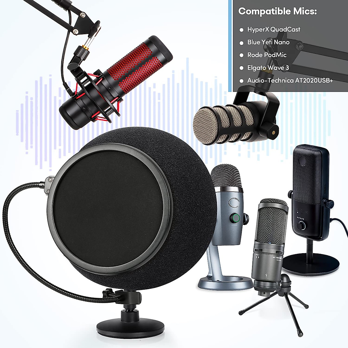 YOUSHARES Mic Sound Shield Ball - Microphone Isolation Ball for Reducing Echoes and Reflections, 8.6 inches (Make a DIY Eyeball Mic Isolator)