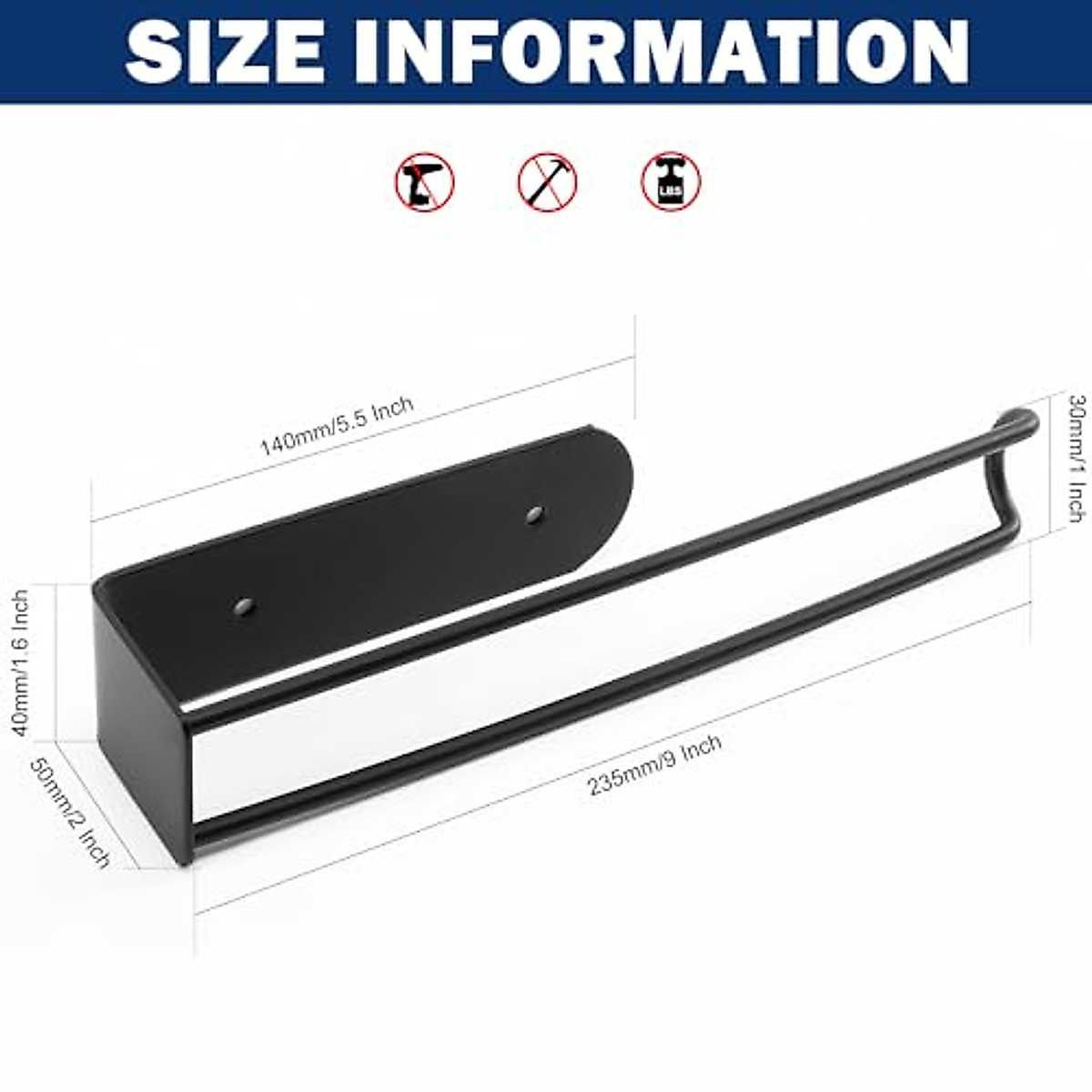 NearMoon Hand Towel Holder/Towel Ring Strong Hold Self Adhesive Bathroom Towel Bar, Thicken Stainless Steel Towel Rack- Sticky Towel Hanger, Contemporary Style, NO Drilling (Matte Black)