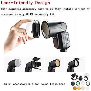 Godox V1 V1-C V1C Round Head Camera Flash for Canon Flash Speedlite Speedlight Light,76Ws 2.4G TTL1/8000 HSS,480 Full Power Shots,1.5s Recycle Time,2600mAh Li-ion Battery,10 Levels LED Modeling Lamp