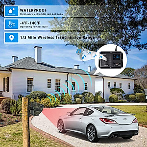 1800 Ft Wireless Outside Driveway Alarm Outdoor Motion Sensor & Detector Driveway Alert System, Rechargeable Battery/Weatherproof/Mute Mode/Clock and Alarm Functional (1&1-Camouflage)