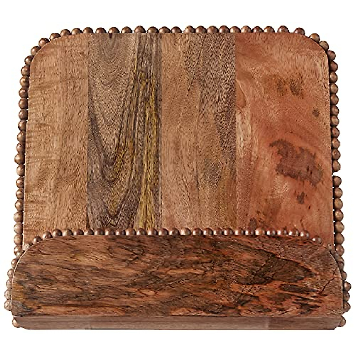 Mud Pie Beaded Cookbook Holder, 11" x 11", Natural Brown