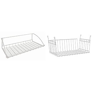ClosetMaid 8279 24-Inch Wide Laundry Utility Hanger Shelf , White & Wire Hanging Shelf Basket for Storage, Organization in Closet or Pantry, No Assembly or Installation, Durable, White