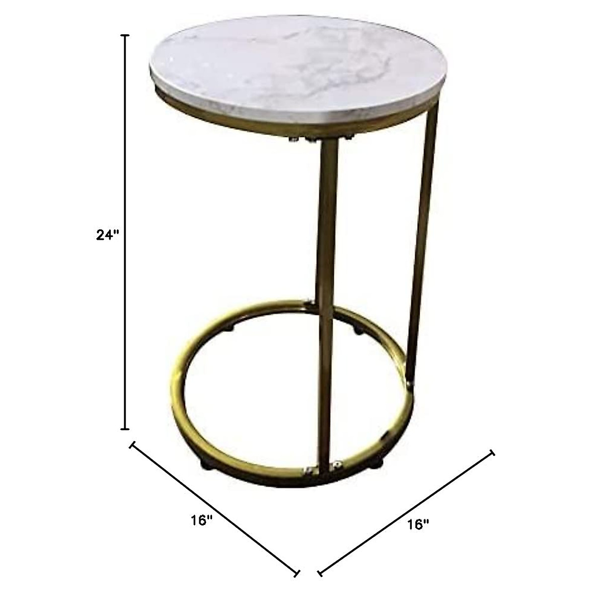 AZL1 Life Concept Accent Marble Sofa Laptop C Shaped Side Table for Living Room Bedroom Balcony Family and Office