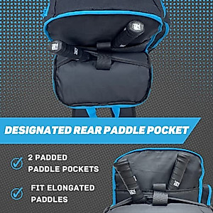 Pickleball Backpack for Men and Women - Fits 2 to 4 Paddles - Shoe Compartment, Fence Hook, Storage Pockets for 2 Water Bottles, Pickleballs, Clothing, Racquet/Paddle Storage - Pickleball Bag
