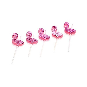 Birthday Candles - 1st Birthday Candle - Flamingo Candles - 5th Birthday Candles -Pink Flamingo Candles - Wedding Love Candles for Cake (Flamingo/Pink Glitter)