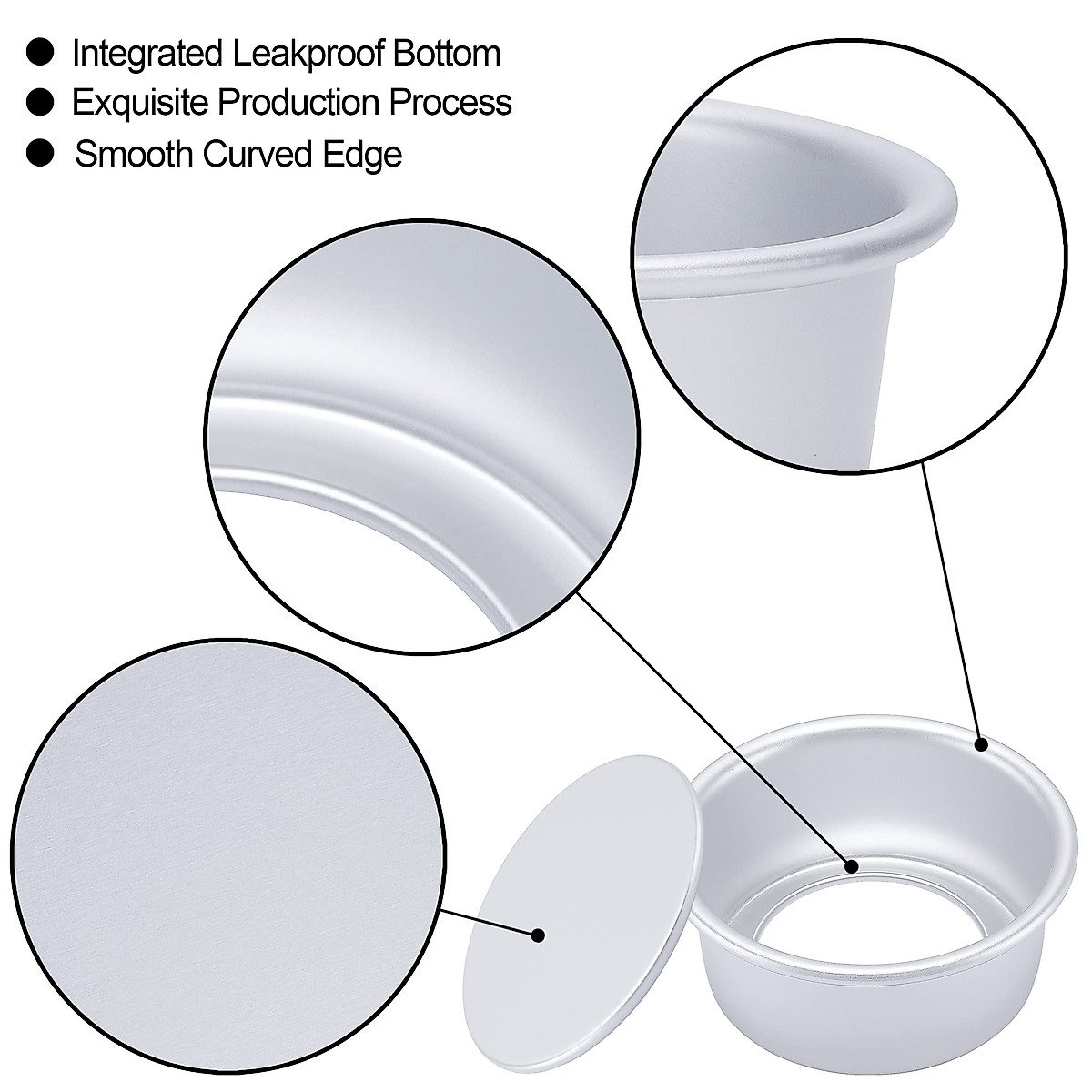6 Inch Round Cake Pan Set of 4, Nonstick Aluminum Baking Pans with 100 Sheets Parchment Paper, Cake Tins For Making Layered Cakes Deep Dish Pizza Quiches, Removable Bottom For Easy Quick Release