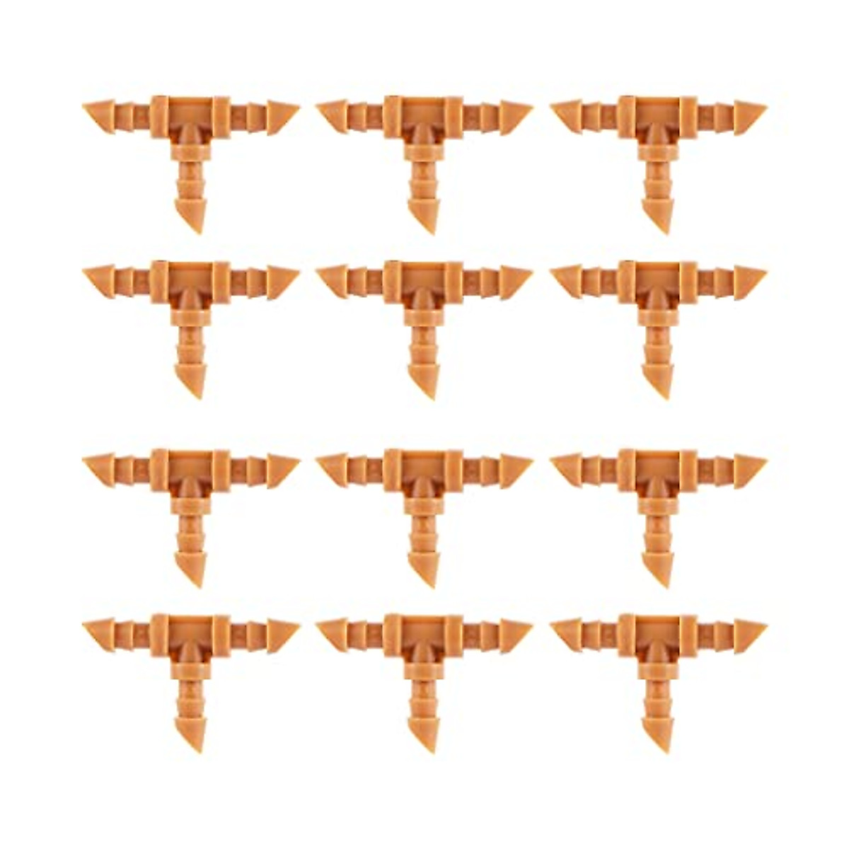 FOGWOWO 100pcs 1/4" drip Irrigation kit 3-Way Fitting, Brown Connector with Barb, Universal Fitting for drip Irrigation Hose, Lawn, Sprinkler systemirrigation System