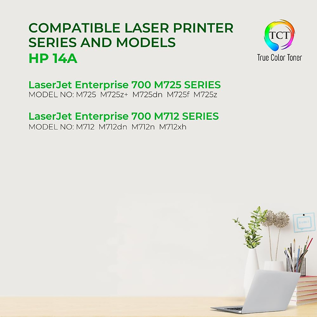 TCT 14A Toner Cartridge - Premium Compatible Replacement for HP 14A CF214A Black Works with HP Laserjet Enterprise 700 M712DN M712N M712XH, M725Z+ MFP M725DN M725F M725Z Printers (10,000 Pages)