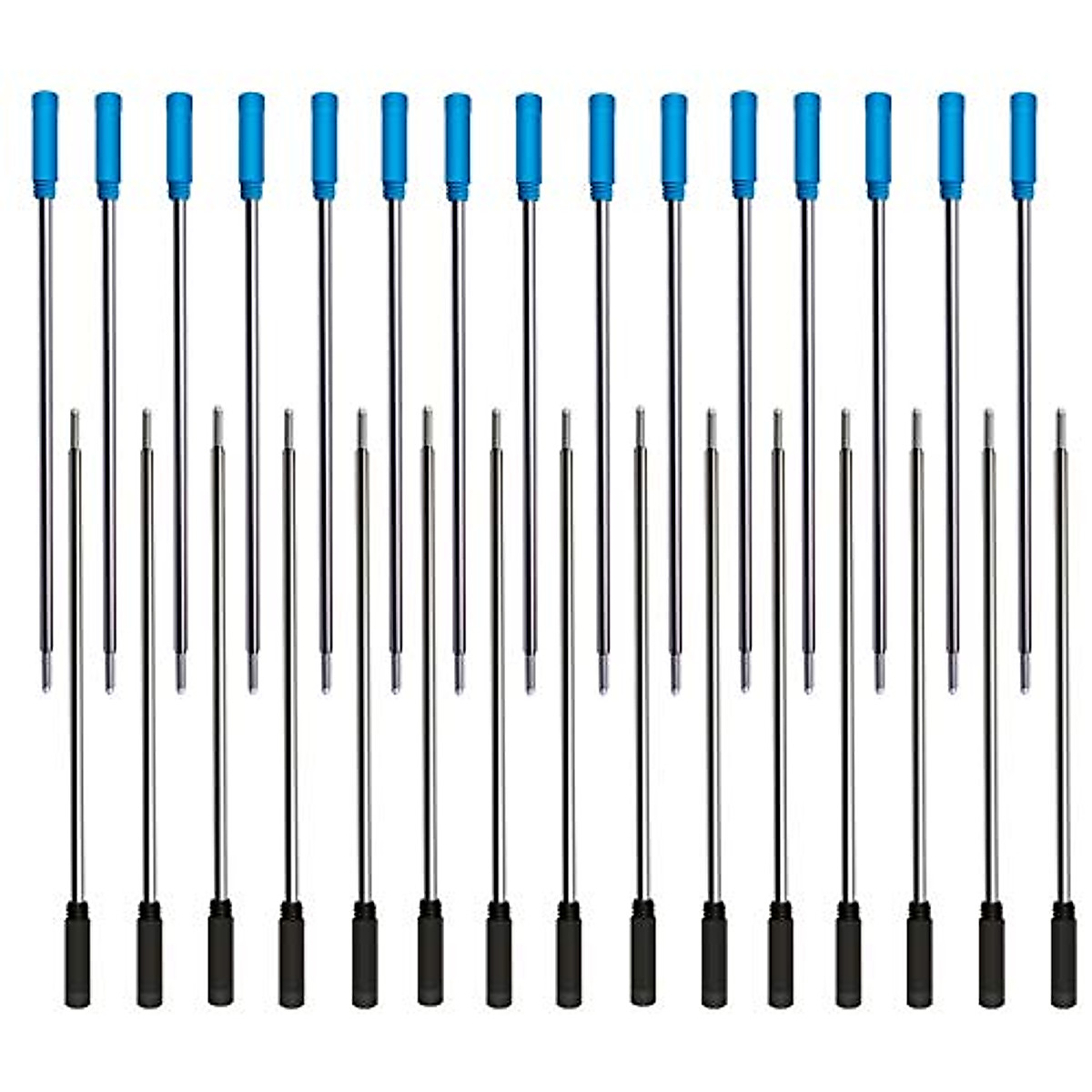 4.5” Replaceable Ballpoint Pen Refills, 30 Pack Smooth Writing Ballpoint Refills for Cross Style Pen (Black and Blue Ink Refills)