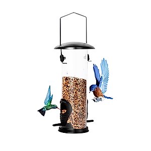 Ahig Tube Bird Feeder with 2 Feeding Ports for Outdoors Hanging,Premium Hard Plastic&Steel Hanger,Weatherproof,Attracting Wild Birds,Yard Decoration,Gift for Bird Lovers