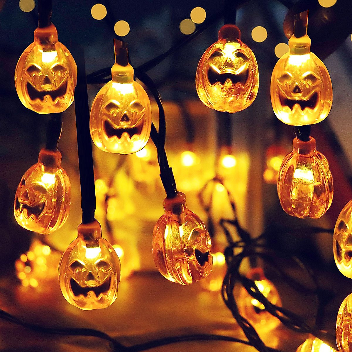 Hann Solar String Lights, 30 LEDs Pumpkin Waterproof Outdoor Halloween String Lights Solar Powered Globe Fairy String Lights for Garden, Yard, Home, Landscape,Christmas Party (2 Pack)