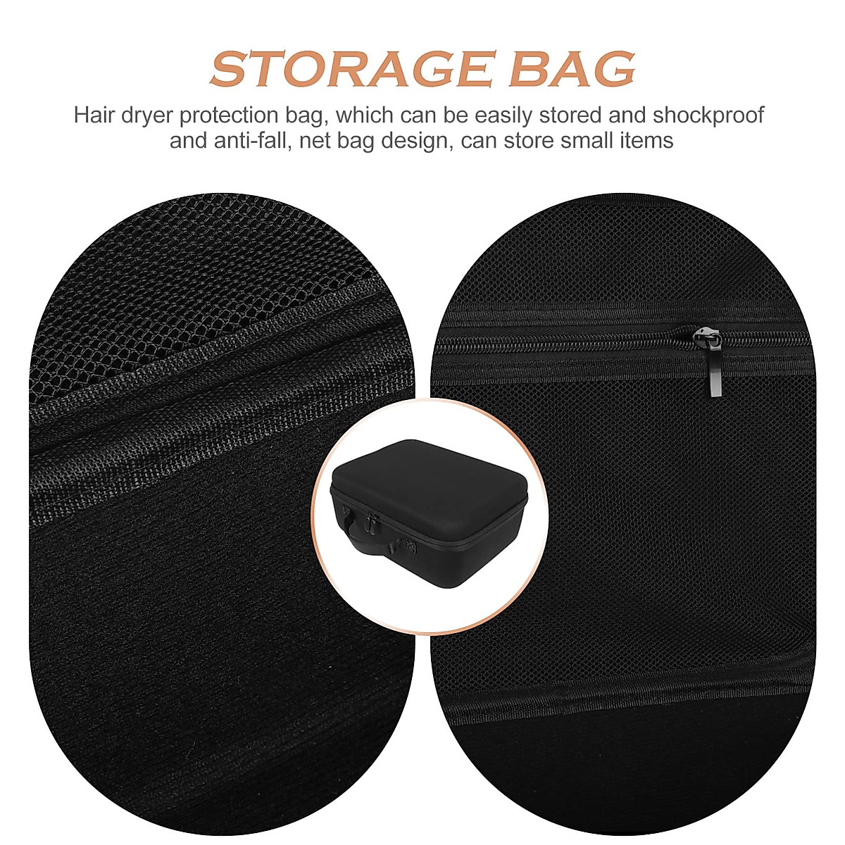 SOLUSTRE Black Hard Hair Dryer Storage Box Lightweight EVA Carrying Case Cover Hard Shell Hard Travel Case Storage Bag Hair Dryer Hard Travel Storage Case for Hair Dryer