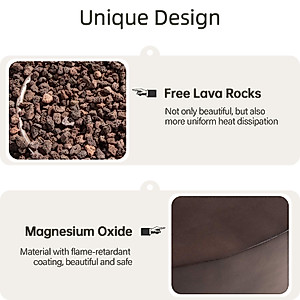 HOMPUS Outdoor Propane Fire Pit Table 42-inch 50,000 BTU Round Bronze Concrete Gas Fire Table w Tank Cover,Wind Guard,Lava Rocks,Rain Cover Smokeless FirePit for Outside Patio,Garden,Deck,Backyard