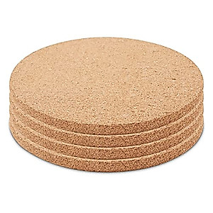 4 Pack Round Cork Trivets for Hot Dishes, Plates, and Kitchen Countertops, Multifunctional Heat Resistant Corkboard Pads for Hot Pots, Pans, Plates, Planters, Glassware, and DIY Crafts (9 in)