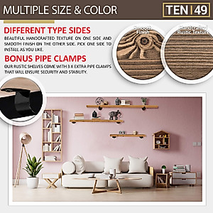 TEN49 Industrial Rustic Wood Wall Shelf - 60" Espresso Real Wooden Shelf w/ 1.8" Extra Thickness - Modern Interior Decor Floating Shelving w/ Pipe Brackets - Farmhouse Style Bookshelf - Set of 1