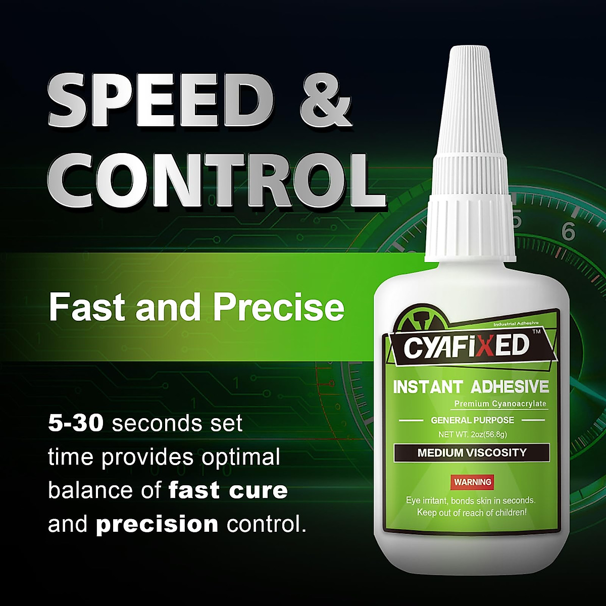 Strong Cyanoacrylate (CA) Super Glue by CYAFIXED - 4 Oz Value Pack -"All Purpose" Medium Viscosity Adhesive, Instant Bonding Glue for General Home Repair, Ceramics, Wood, Glass, Plastics and More