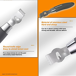 HAMOER Lemon Citrus Zester Tool Cheese Grater for kitchenaid-Multipurpose grooved channel knife scraper,Stainless steel blade and ergonomically designed curved handle