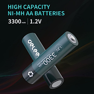 Deleepow Rechargeable AA Batteries High Capacity 3300mAh Nimh AA Batteries 1.2v Pre-Charged Double A Battery with LCD Display Charger, Pack of 8