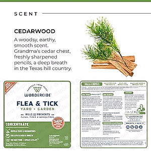 Wondercide - Flea and Tick Spray Concentrate for Yard and Garden with Natural Essential Oils – Kill, Control, Prevent, Fleas, Ticks, Mosquitoes and Insects - Safe Around Pets, Plants, Kids - 32 oz