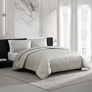 Vera Wang - Queen Duvet Cover Set, Satin Weave Bedding with Matching Shams, Speckled Home Decor, Oeko-Tex Certified (Speckled Satin Weave Taupe, Queen)