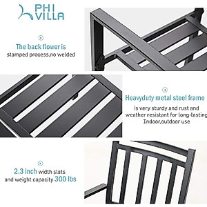 PHI VILLA Set of 2 Metal Patio Dining Chairs, Indoor/Outdoor Portable Patio Chairs, Stackable Bistro Chairs for Garden, Backyard, Lawn - Support 300 lbs