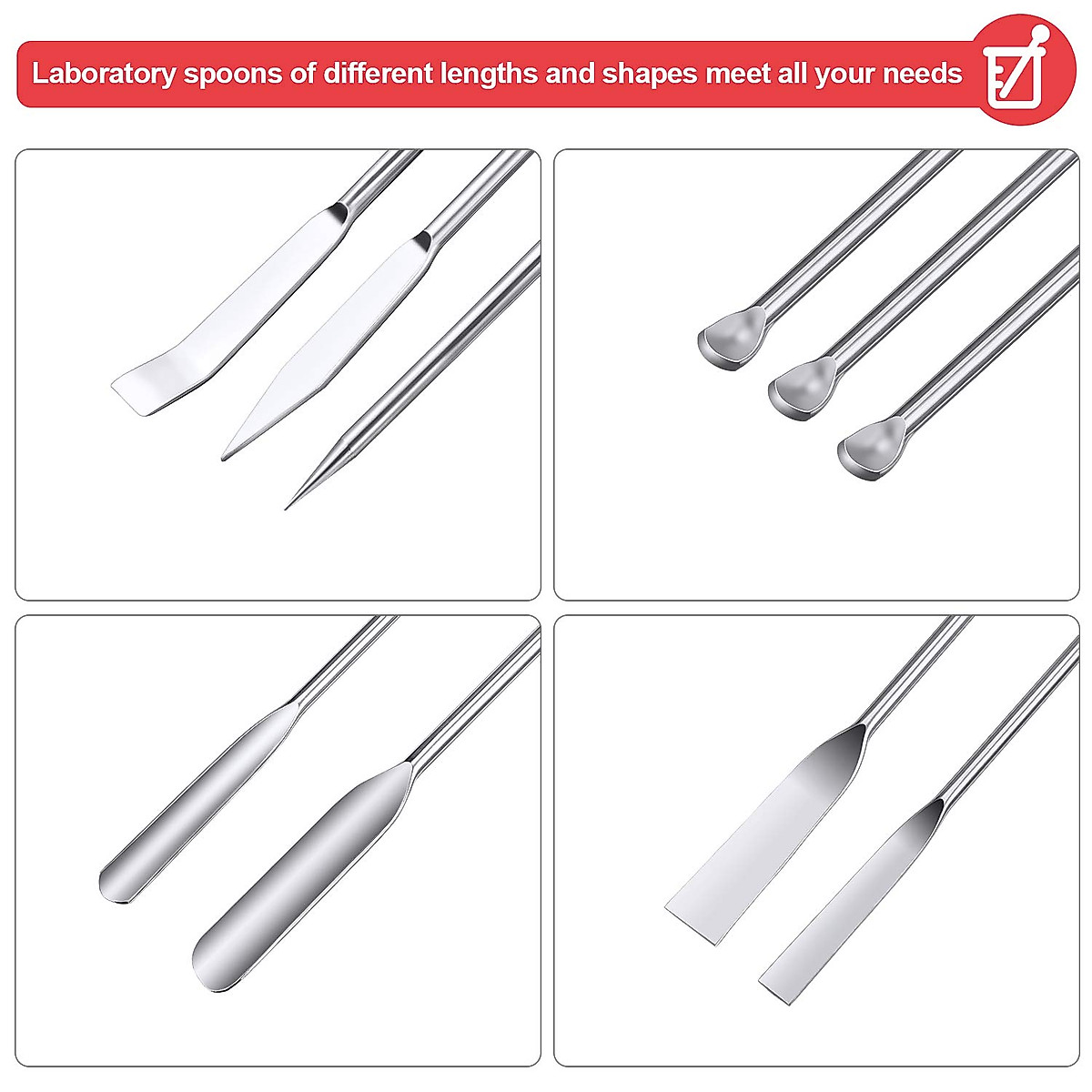 10 Pieces Stainless Steel Lab Spatula Micro Sampling Scoop Double Ended Mixing Spoon Laboratory Measuring Spoon for Powders Gel Cap Filler