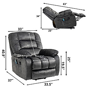 TARTOP Lift Relax Sofa Chair Livingroom Furniture Living Room Power Electric Reclining for Elderly,Beacon Grey
