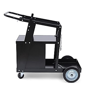 XUANIIIL Rolling Welding Cart with 4 Drawers Cabinet, Professional Welder Trolley with Wheels and Tank Storage, for TIG MIG Welder and Plasma Cutter, Heavy Duty Load Capacity 80kg Black
