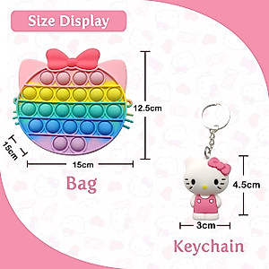 Cat Pop it Purse for Girls with a Beautiful Keychain | Cross Body Fidget Purse | 2 in 1 Rainbow Pop it Purse Toy for Anxiety & Stress Relief | Soft, Safe & Durable Poppet Purse, Pop Purse