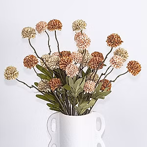 Banllis Artificial Flowers, Fake Flower Faux Plastic Dandelion for Home Decor DIY Wedding Kitchen Garden, Crown, Party, Hotel, Table - 6pcs