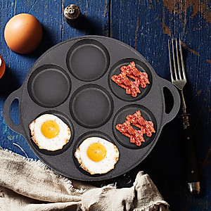 Cabilock 6 Cup Egg Frying Pan Non Stick Egg Burger Steak Pan Breakfast Skillet Cooker Multipurpose Pancake Pan Omelet Cooker Griddle