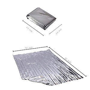 JIJI&ZEZE Emergency Blankets, Mylar Thermal Space Blanket Used for Outdoor Hiking Camping Marathons or First Aid Survival kit (6, Single Extra Large)