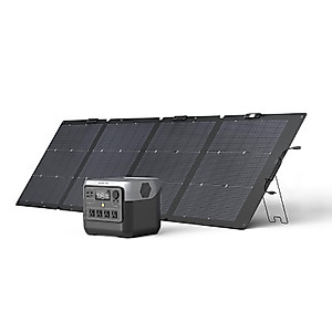 EF ECOFLOW Solar Generator River 2 Pro 768Wh LiFePO4 Battery with 220W Solar Panel, 4x800W AC Outlets (1600W Surge), Portable Power Station for Home Backup Outdoors Camping RV Emergency