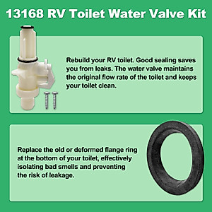 13168 Upgraded RV Toilet Water Valve Kit, Compatible with Thetford Aqua Magic IV Toilets High and Low Models